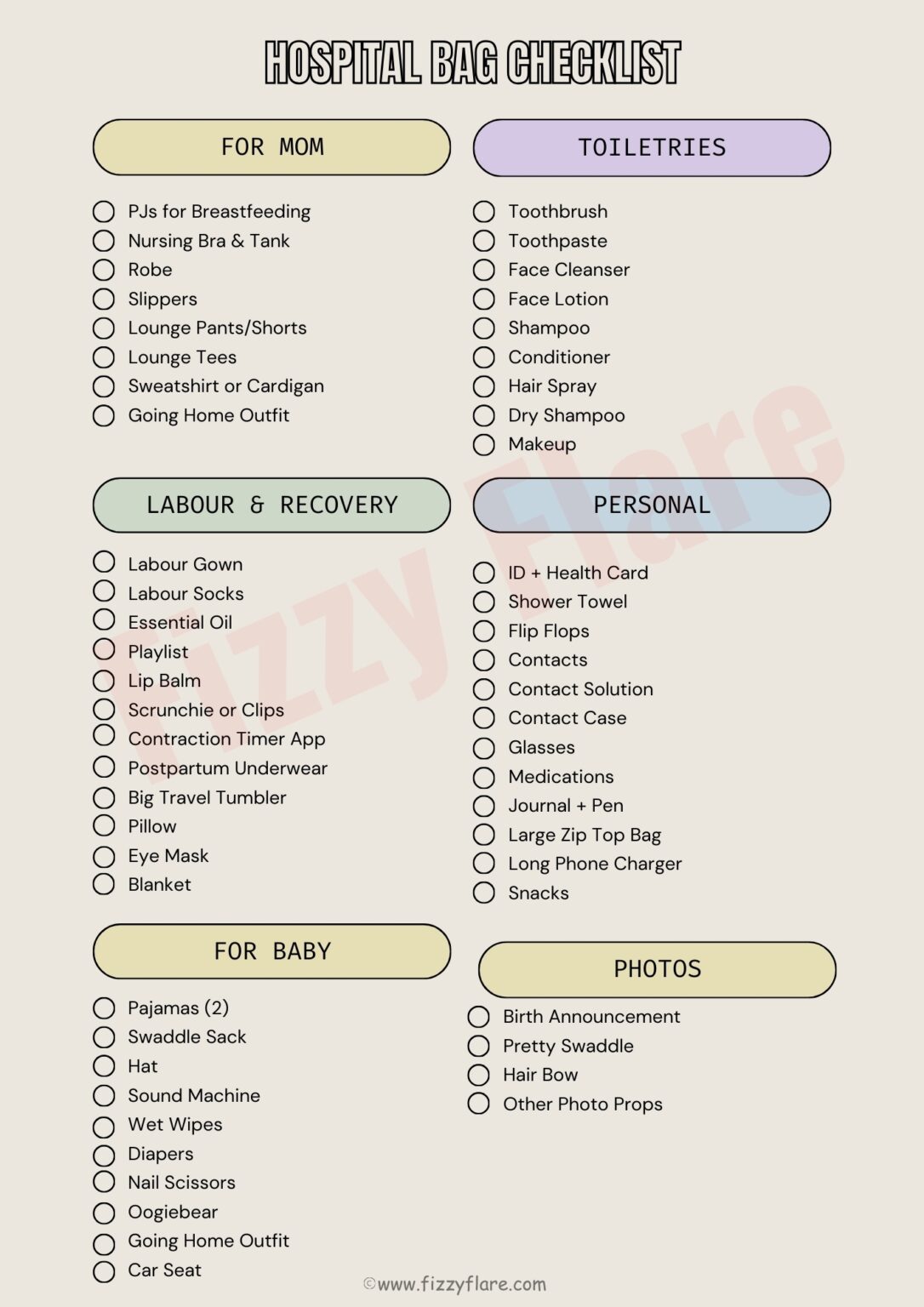 37 Steps Hospital Bag Checklist for 2026 – Fizzy Flare